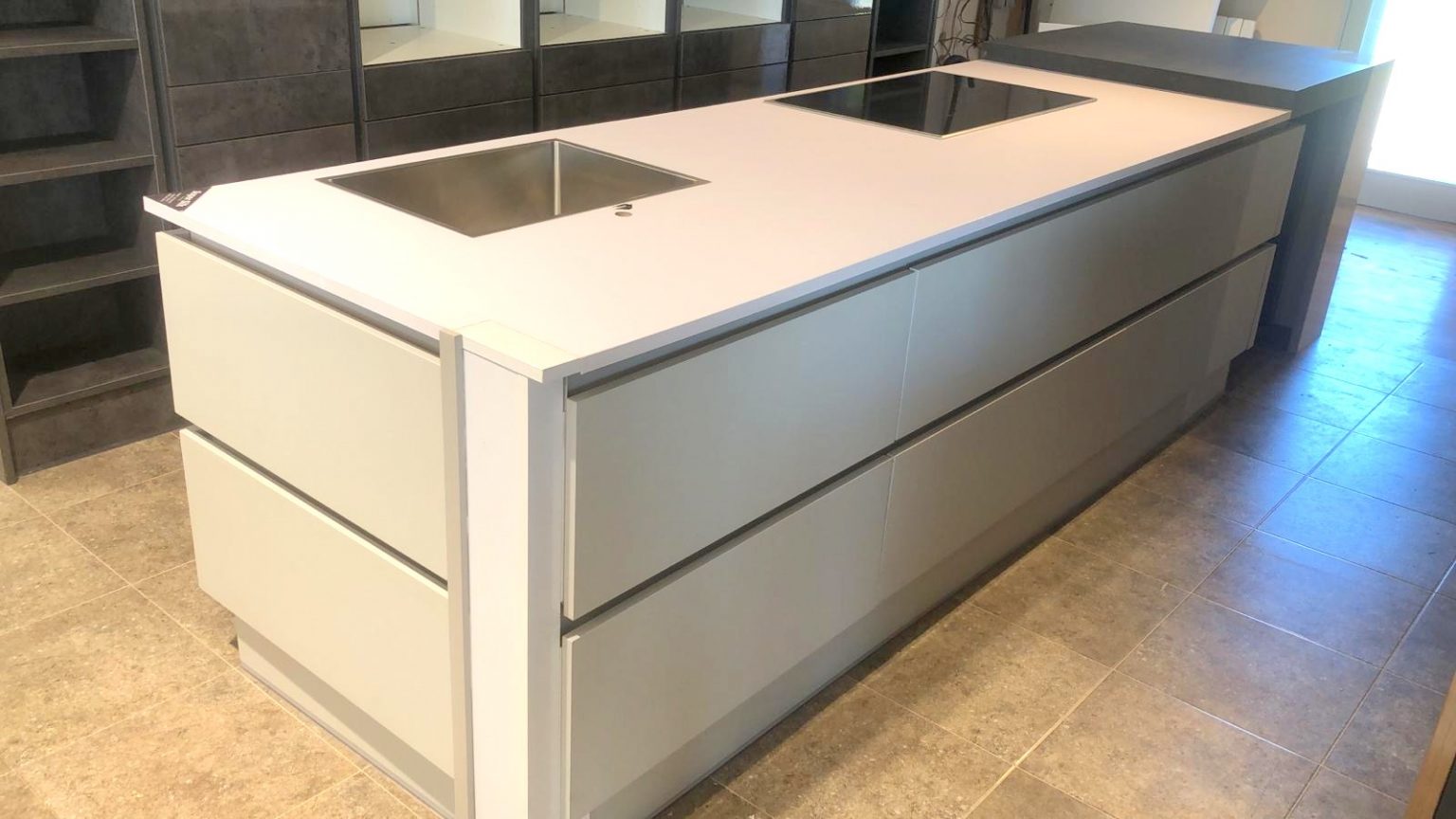 Ex Display Wren Kitchen With Island, Worktops and Induction Hob - The ...