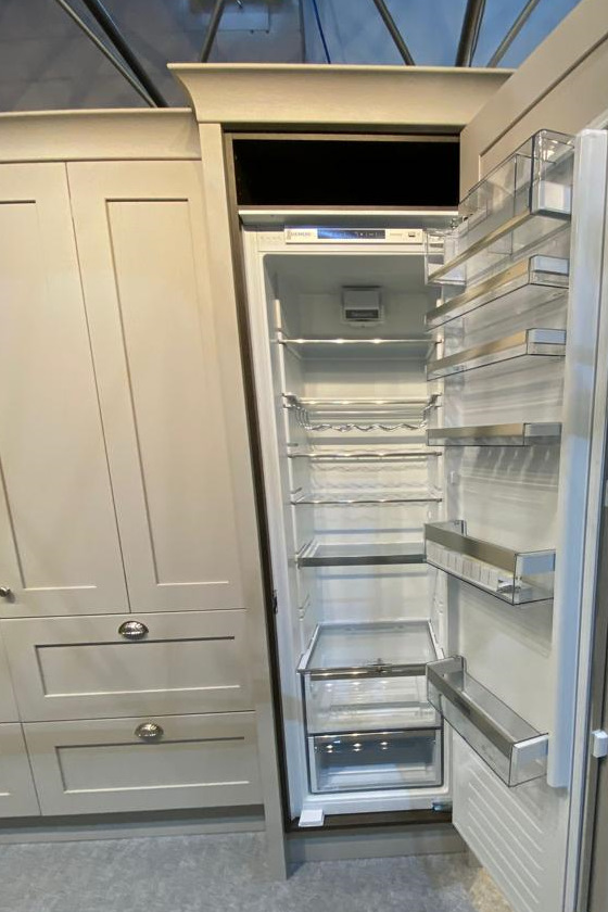 Ex Display Bespoke Painted Solid Ash Bank of Tall Units and Siemens ...