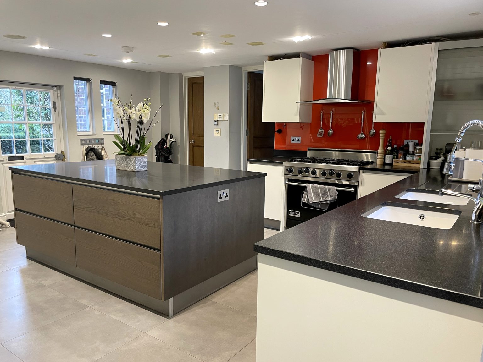 Large Hacker Kitchen with Island, Worktops, Appliances and Viking Range ...