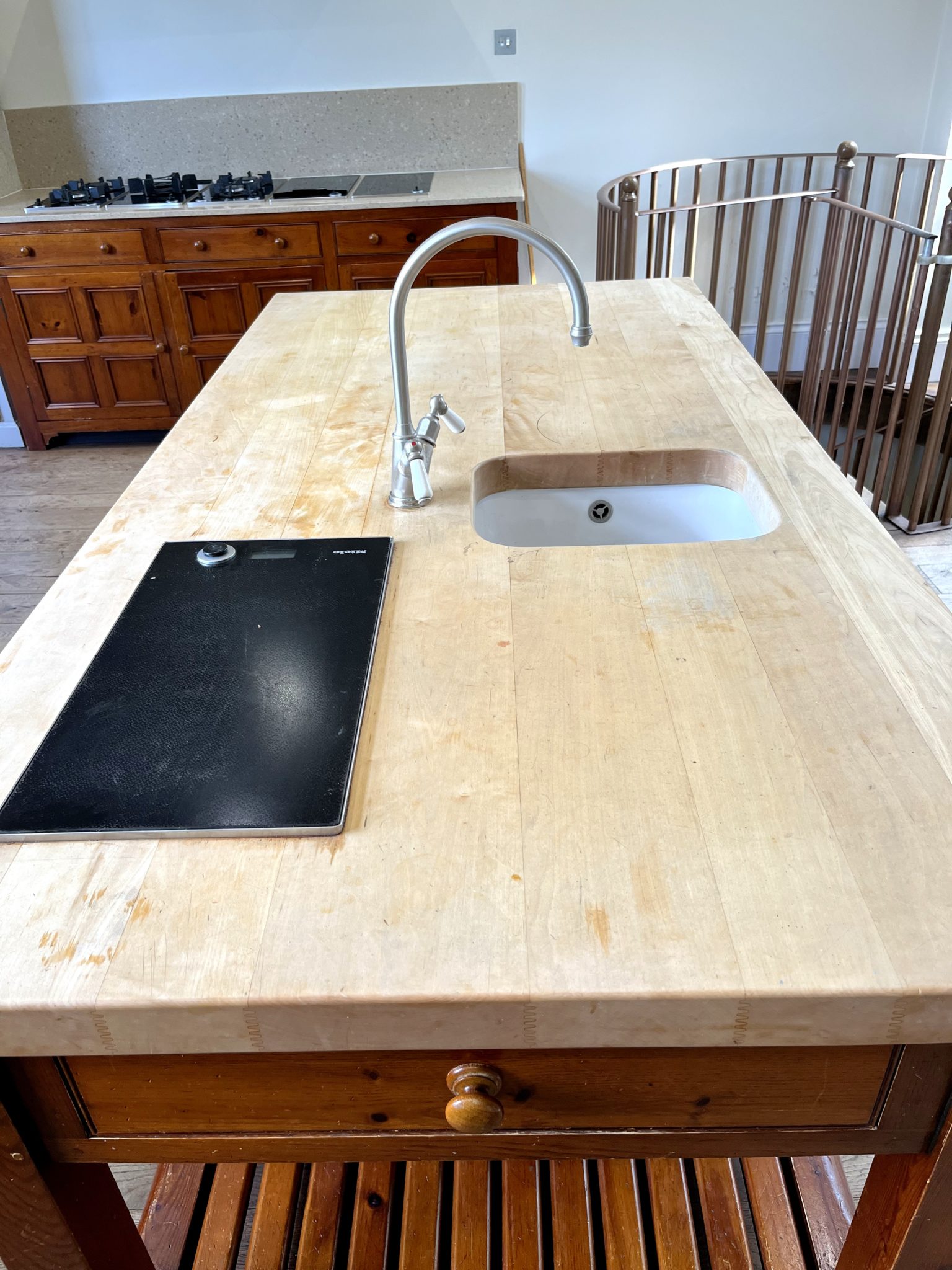Chalon Kitchen with Island, Hanging Rack, Worktops and Appliances ...