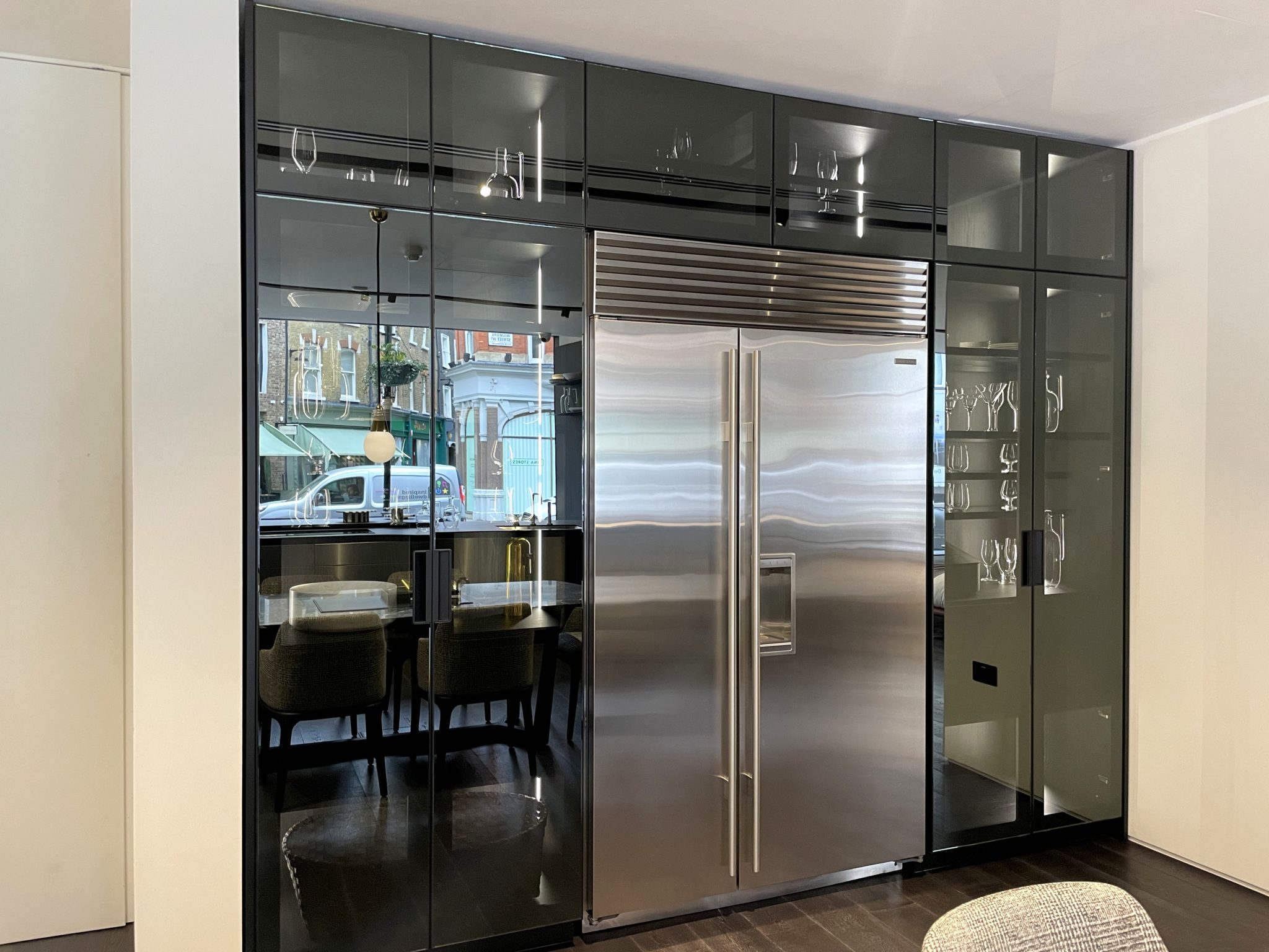 Ex Display Poliform Fume Glass Cabinets | The Used Kitchen Company