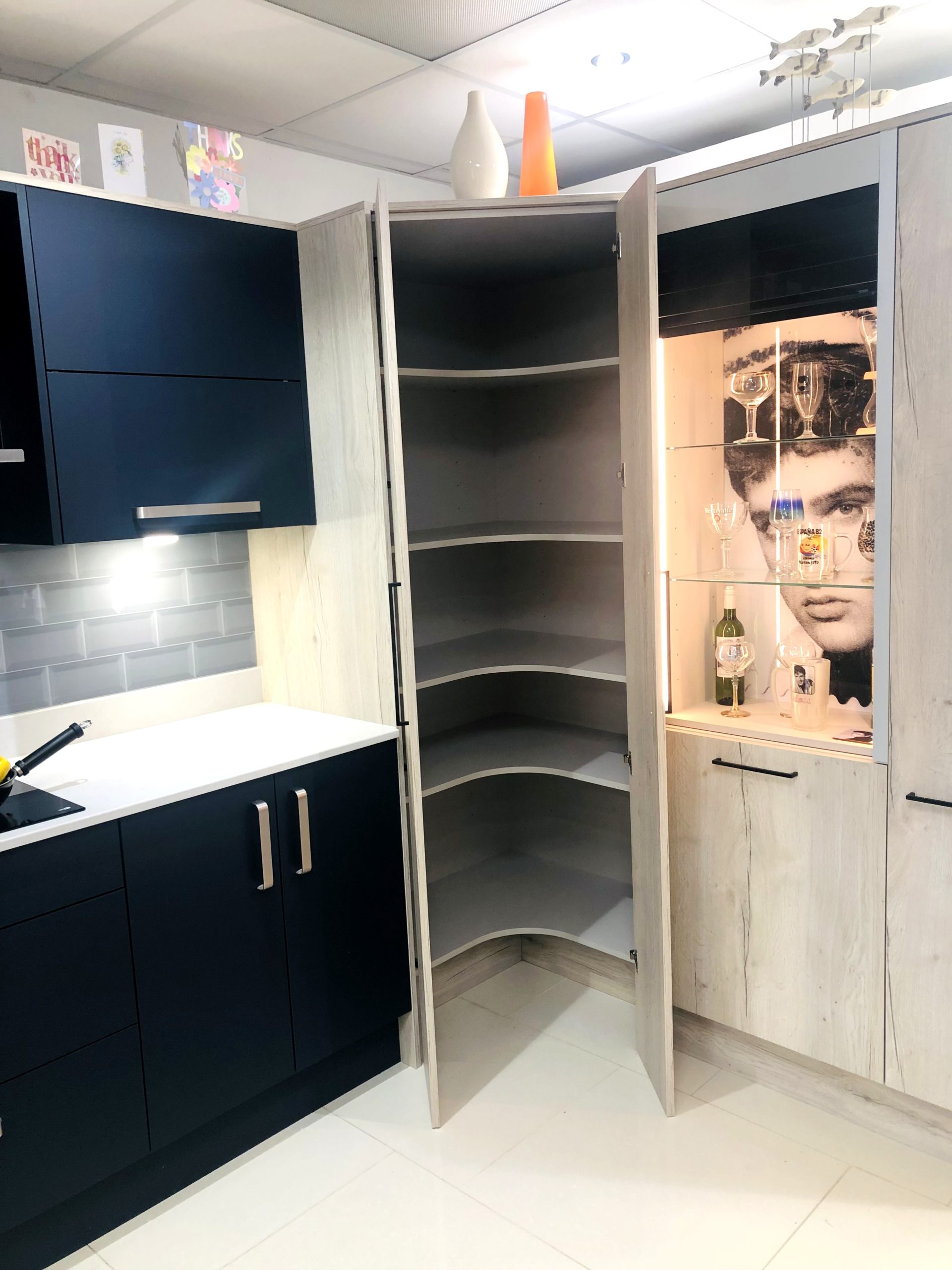 Ex Display Manston Matt Indigo & Halifax Oak Kitchen ** MUST GO ...