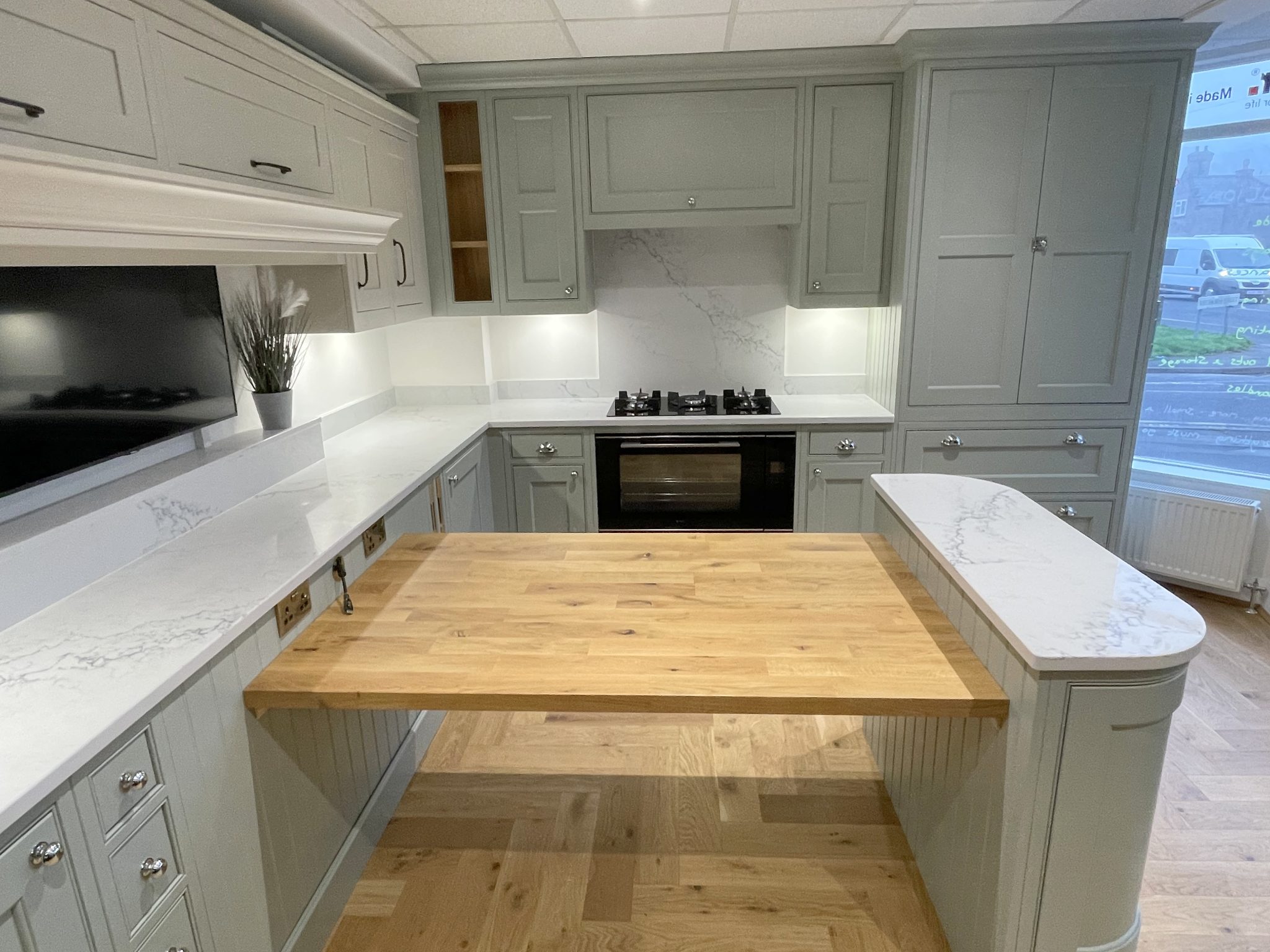 Ex Display In Frame Painted Burbidge Kitchen With Worktops and ...