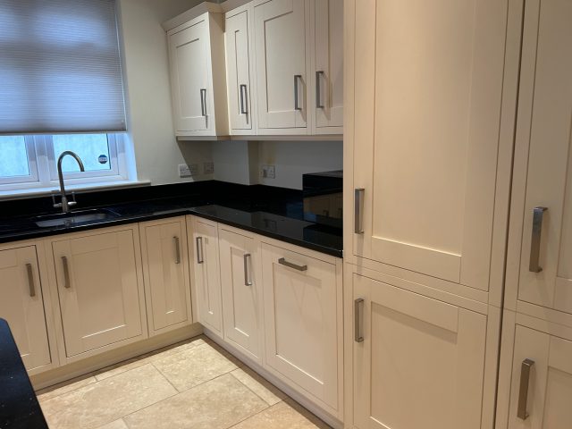 Howdens Burford Cream Kitchen With Island, Granite Worktops and ...
