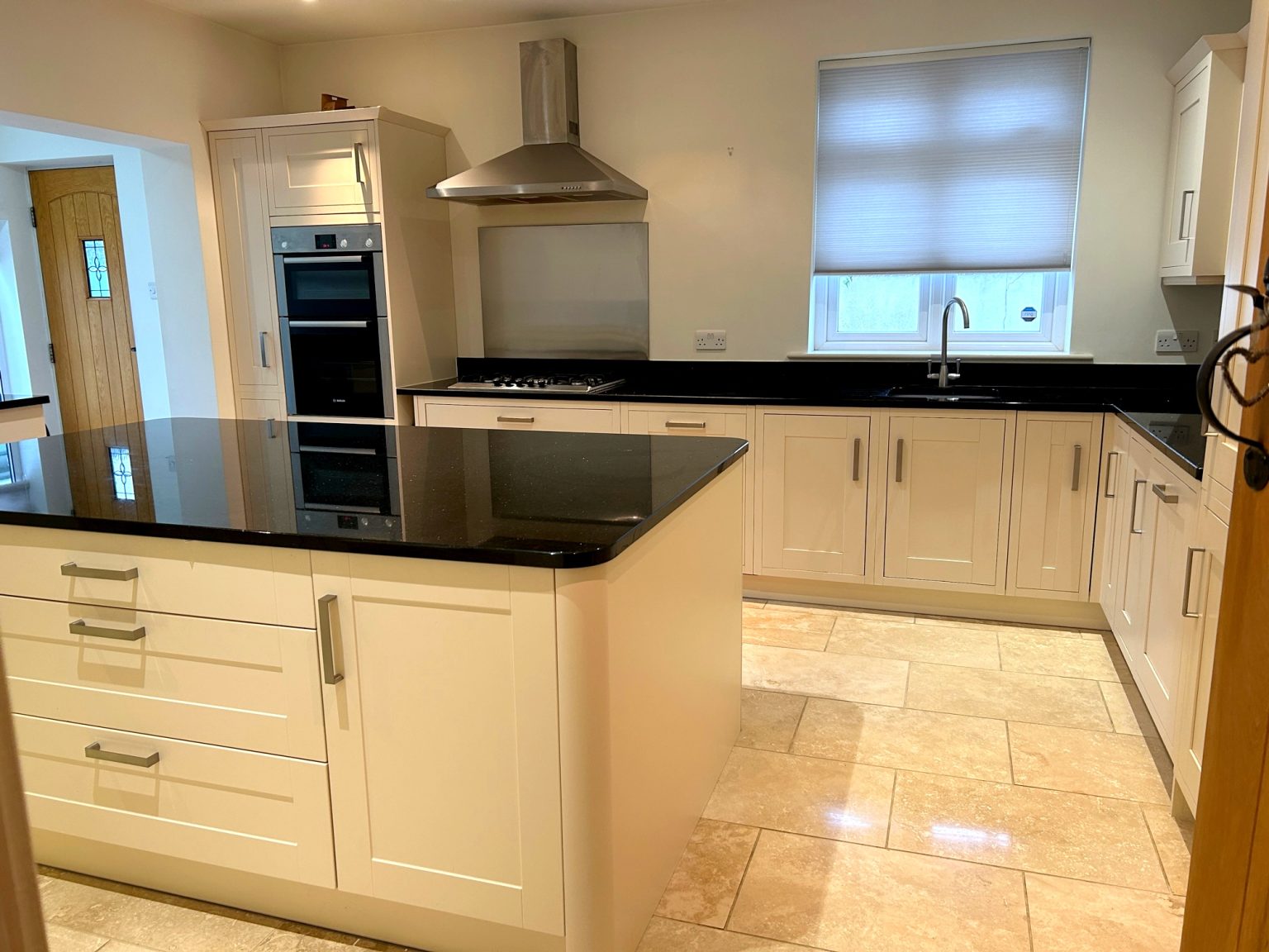 Howdens Burford Cream Kitchen With Island, Granite Worktops and ...
