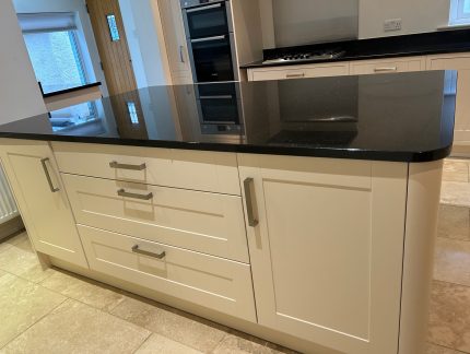 Howdens Burford Cream Kitchen With Island, Granite Worktops and ...