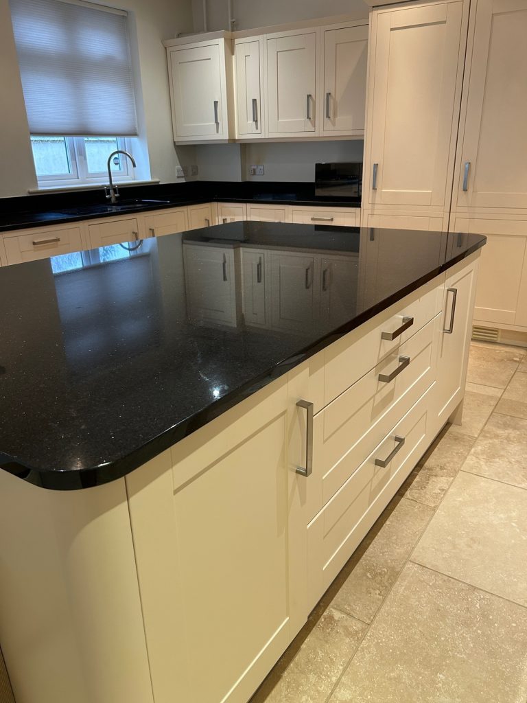 Howdens Burford Cream Kitchen With Island, Granite Worktops and ...