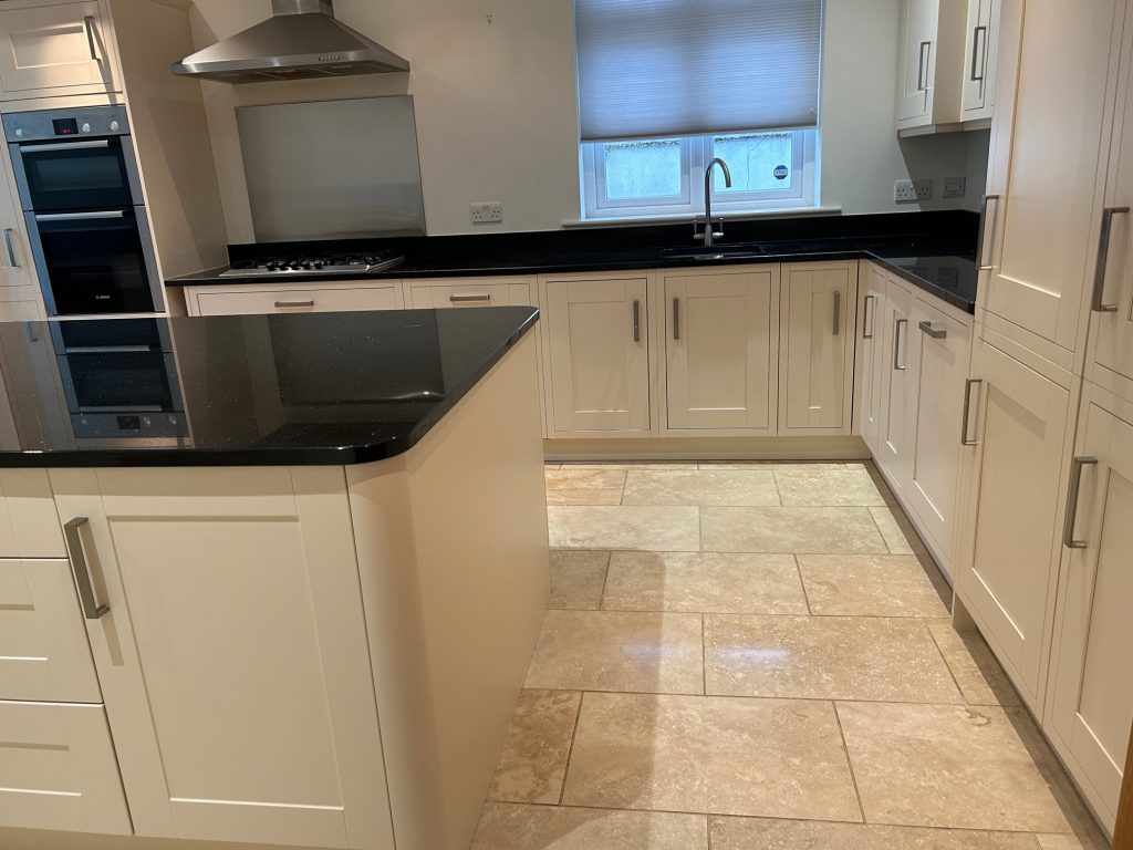 Howdens Burford Cream Kitchen With Island, Granite Worktops and ...
