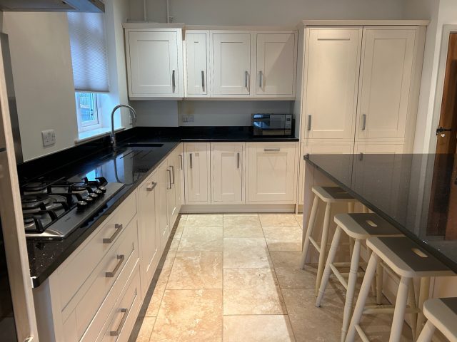 Howdens Burford Cream Kitchen With Island, Granite Worktops and ...