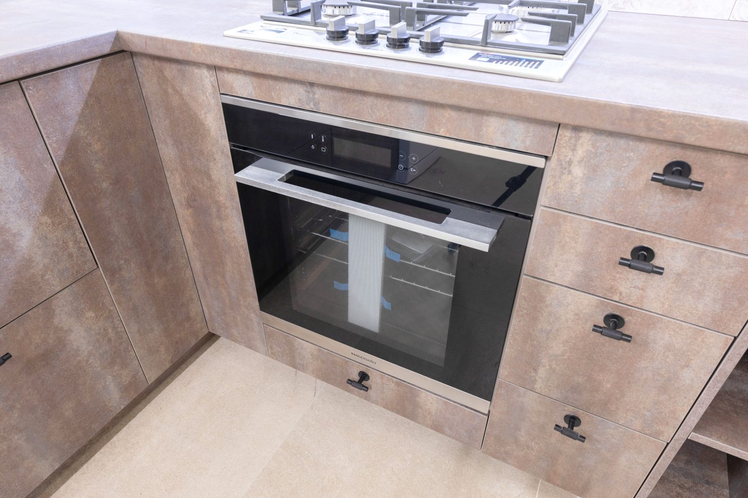 Ex Display German Oxide and Cashmere Kitchen with Solid Laminate ...