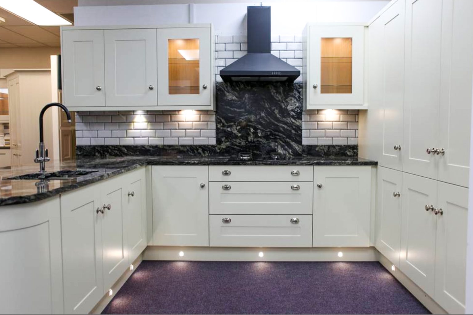 Ex Display Edwardian Painted Ivory Sheraton Kitchen with Larder ...