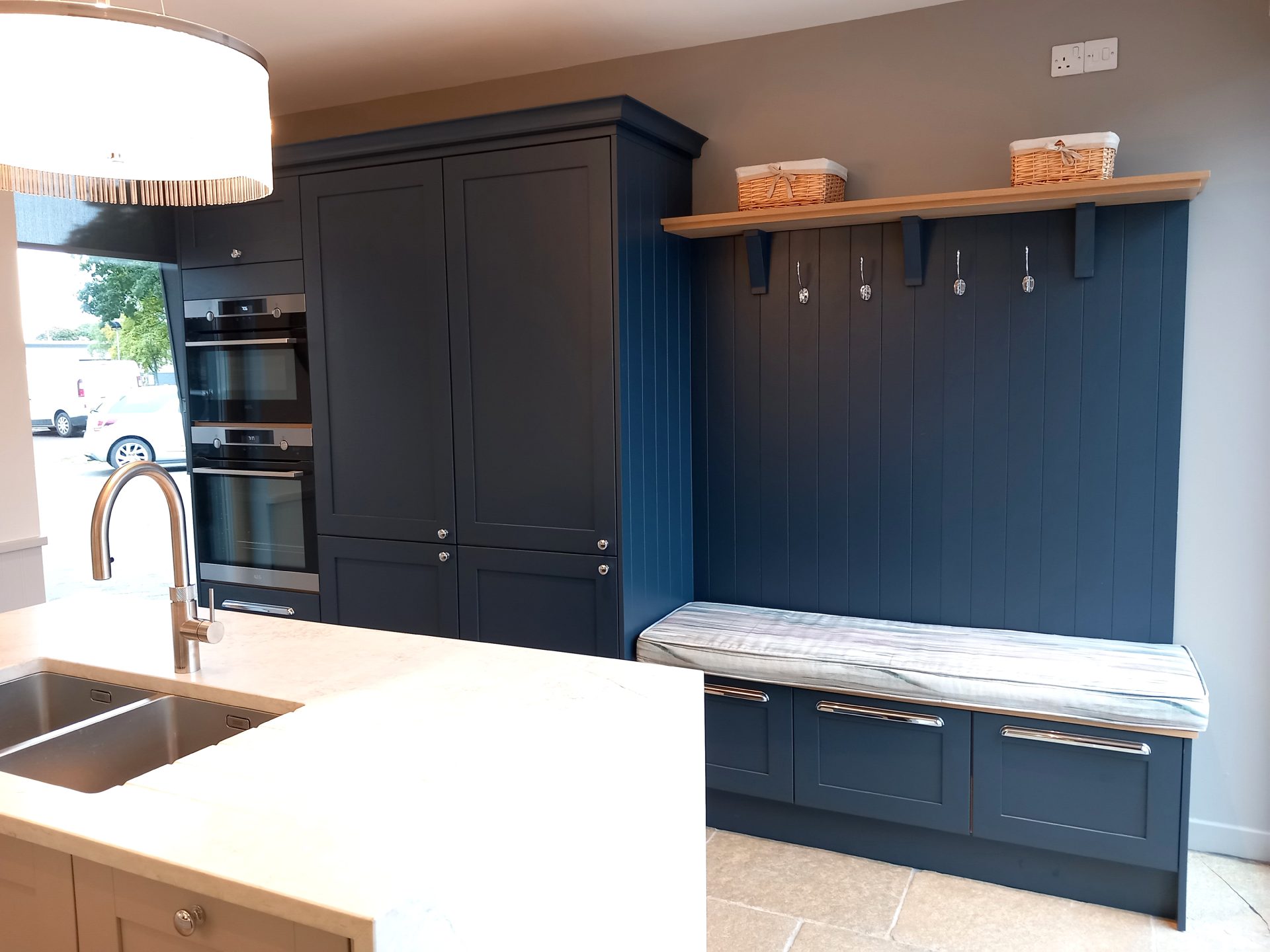 Ex Display Masterclass Painted Kitchen with Boot Room Seating, Worktops ...