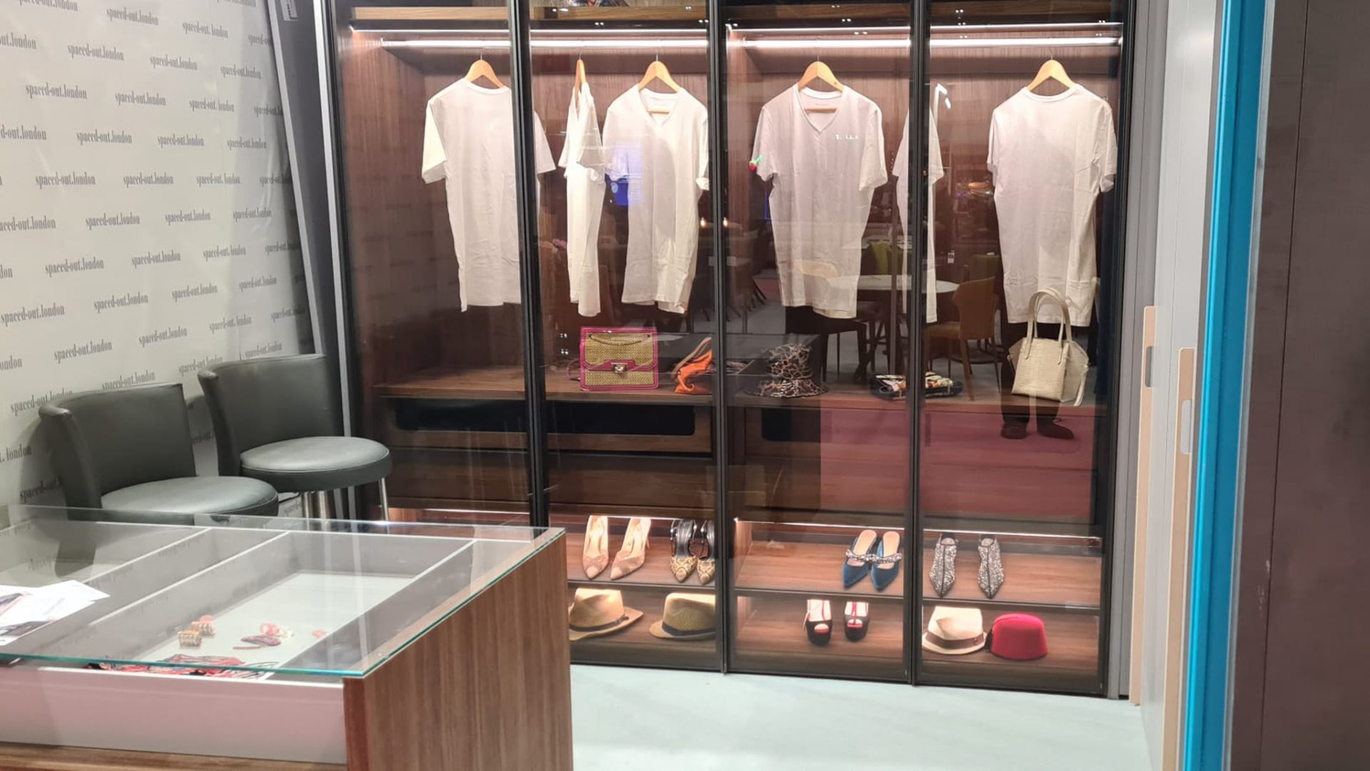 Ex Display Italian Smoked Glass Fronted Wardrobes with Dressing Table ...