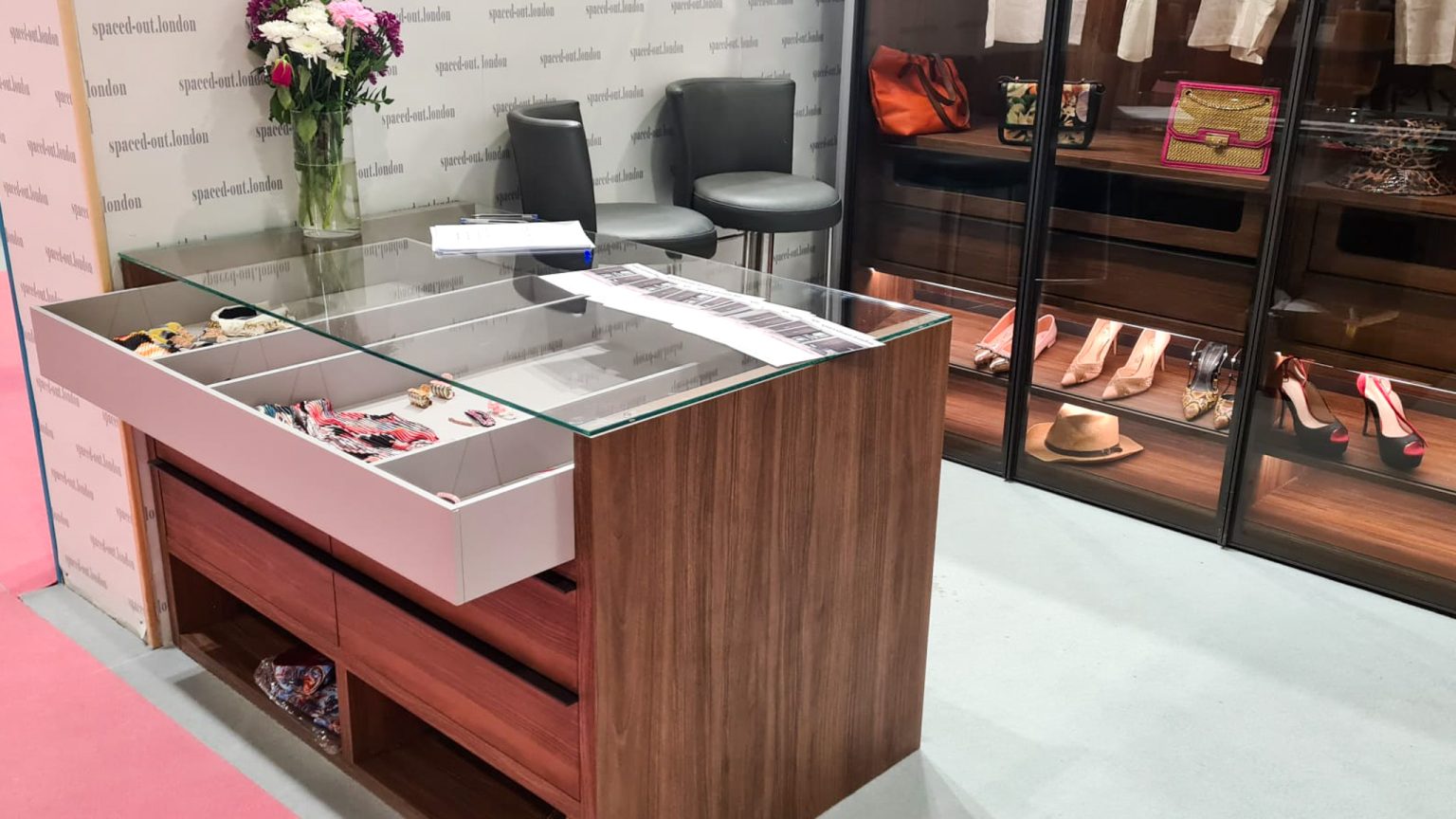 Ex Display Italian Smoked Glass Fronted Wardrobes with Dressing Table ...