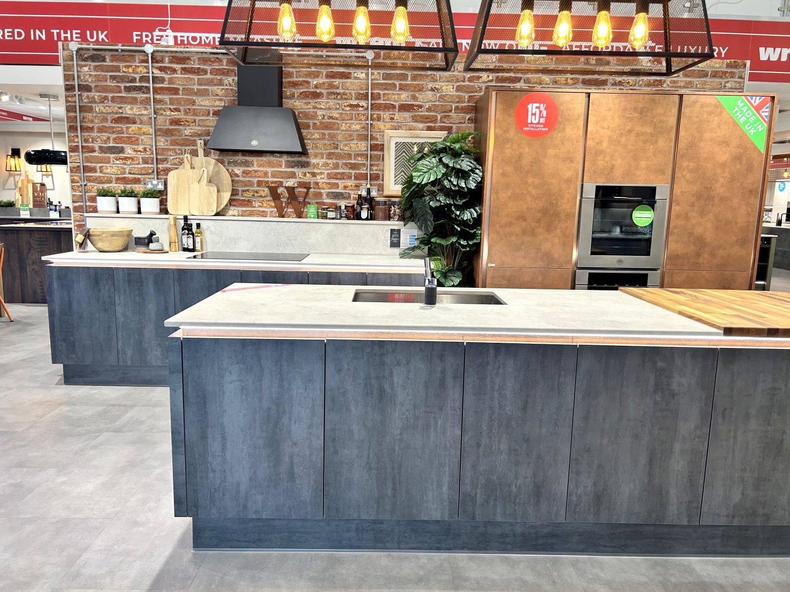 Ex Display Wren Kitchen with Island and Worktops - The Used Kitchen Company