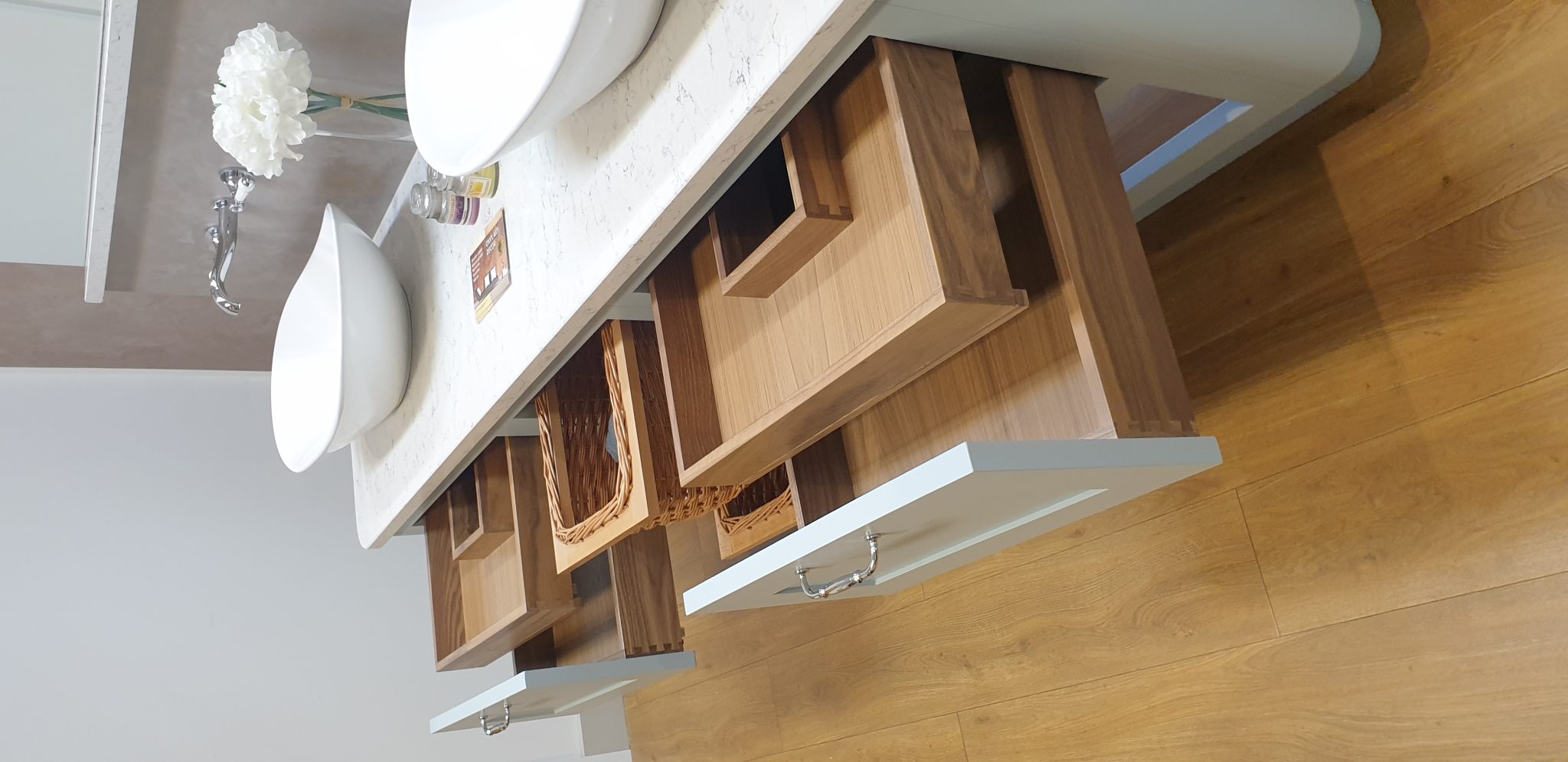 Ex Display Hand Painted Blue Inframe Vanity Unit - The Used Kitchen Company