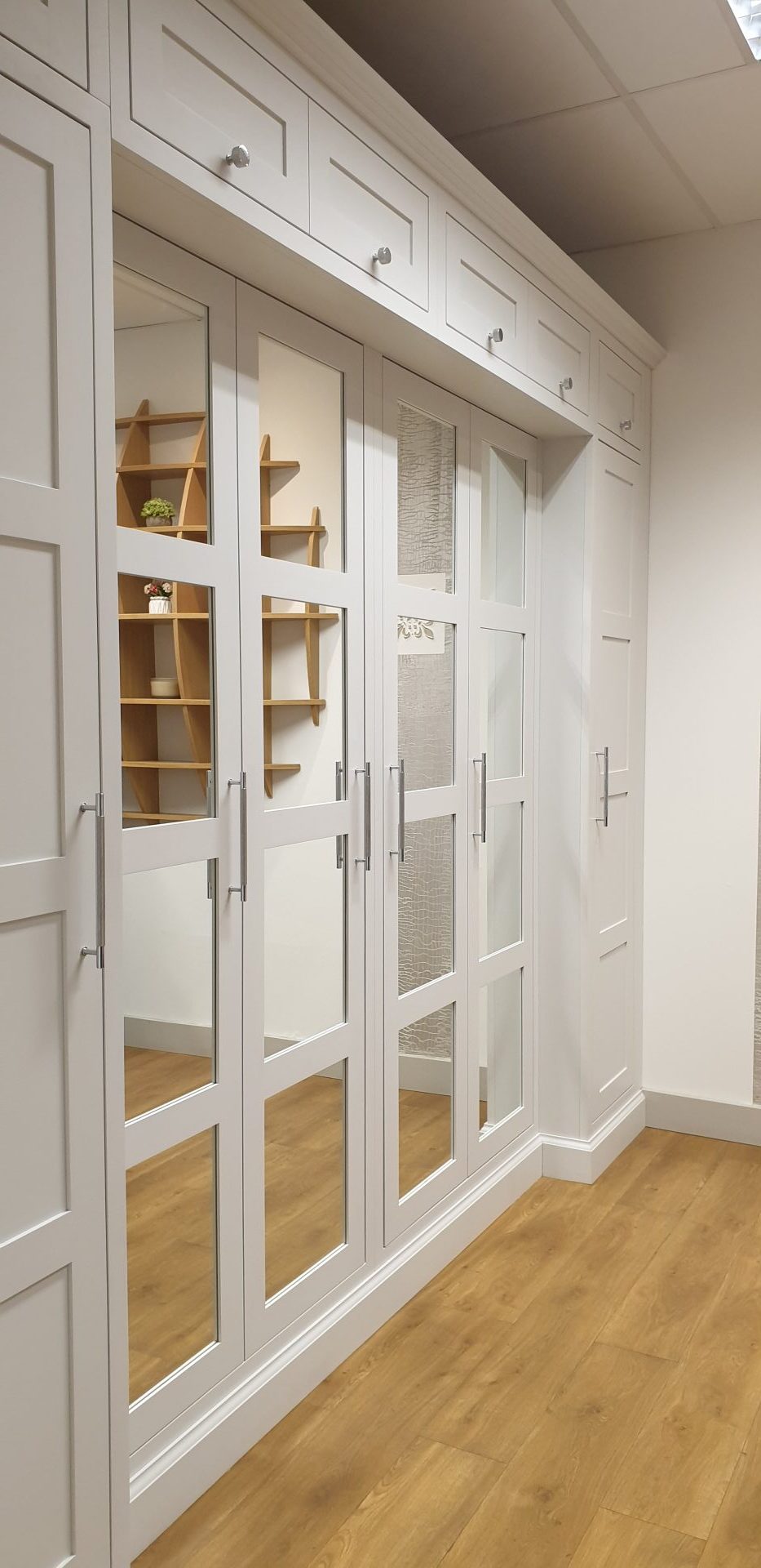Ex Display Hand Painted White Inframe Shaker Wardrobe with Bifold Doors ...