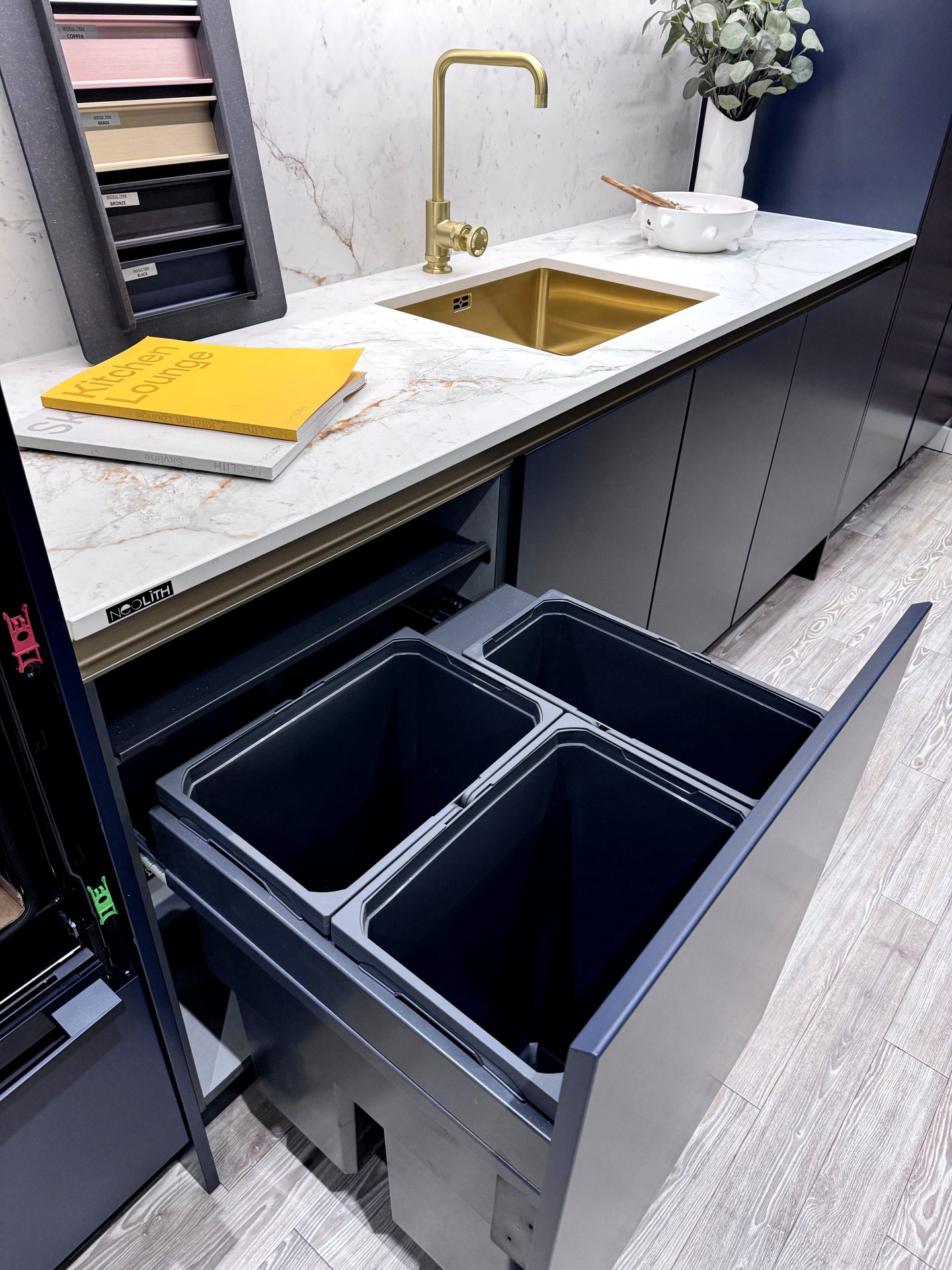 Ex Display Symphony Alta & Linear Indigo Kitchen With Island, Ceramic ...