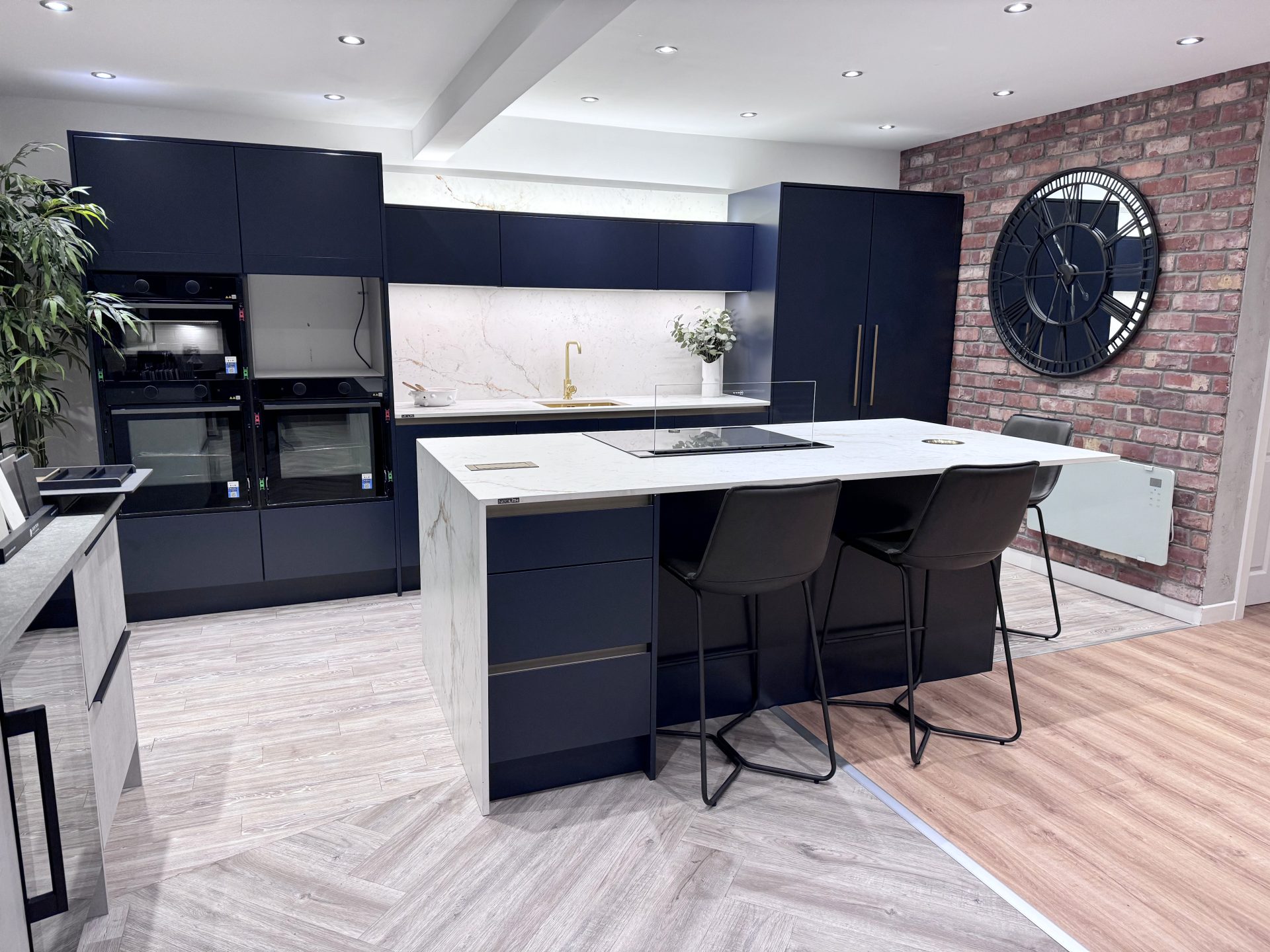 Ex Display Symphony Alta & Linear Indigo Kitchen With Island, Ceramic ...