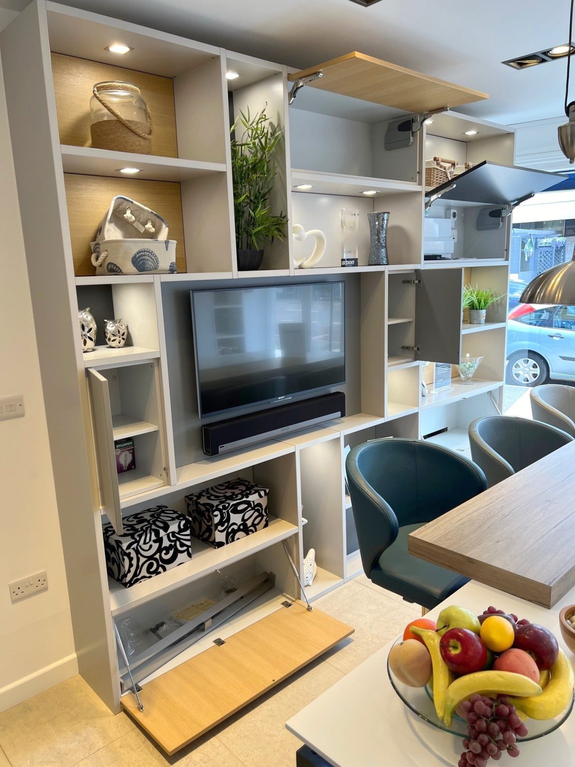 Ex Display Leicht Kitchen With Island, TV Unit, Corian Worktops and ...