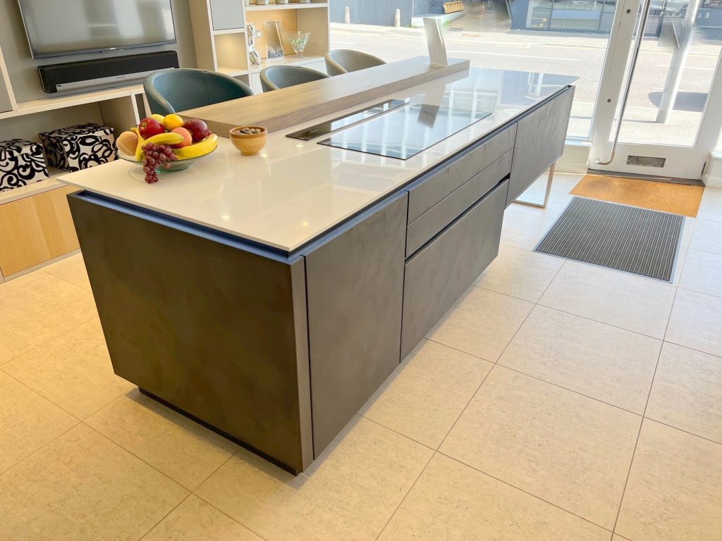 Ex Display Leicht Kitchen With Island, TV Unit, Corian Worktops and ...