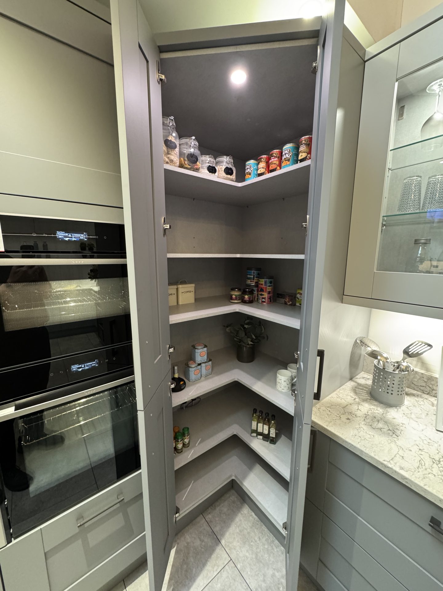 Ex Display Symphony Cranbrook Kitchen with Quartz Morland Fog Worktops ...