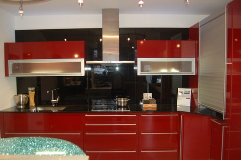 Ex-Display High Gloss Red Kitchen with Granite Worktops and Appliances
