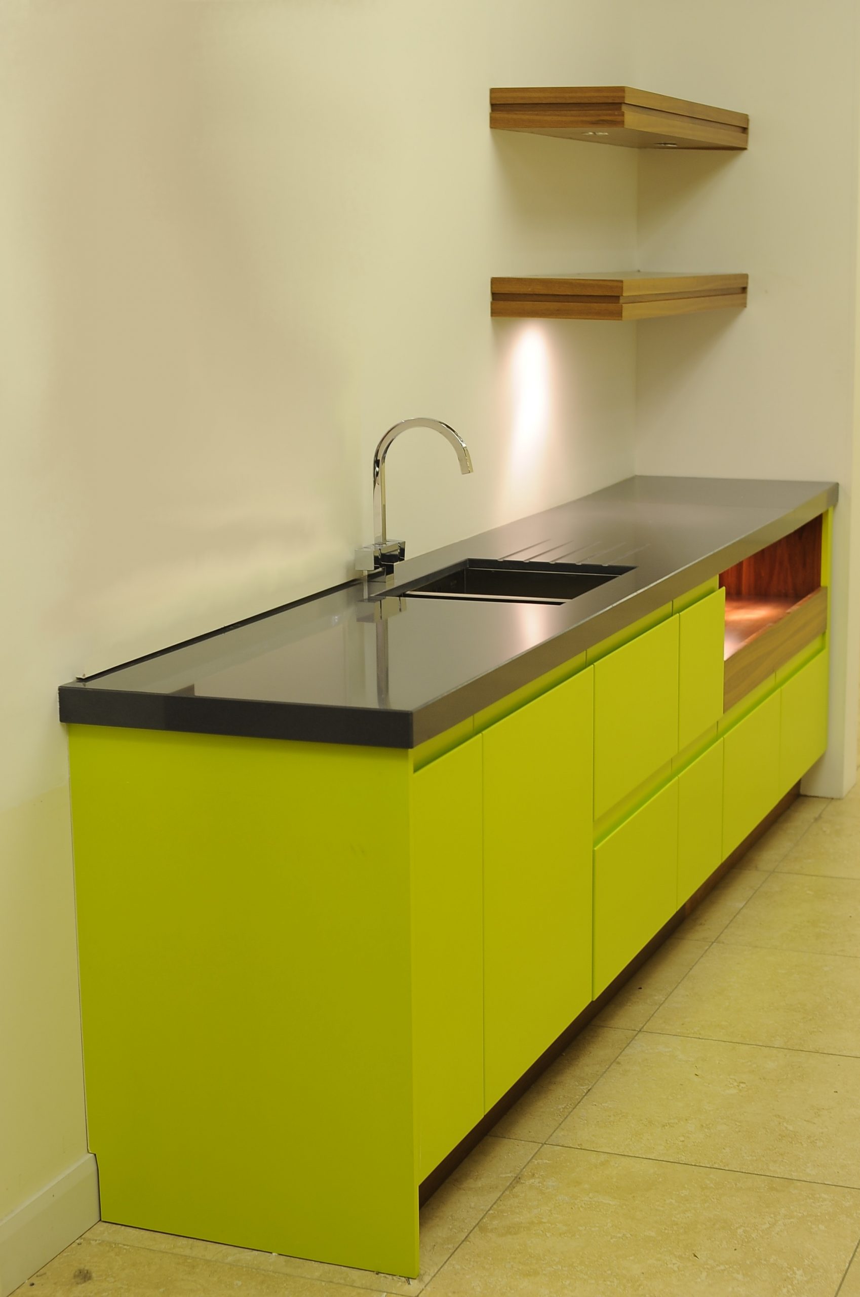 Ex Display Citrus Green Kitchen with Acrylic Worktop