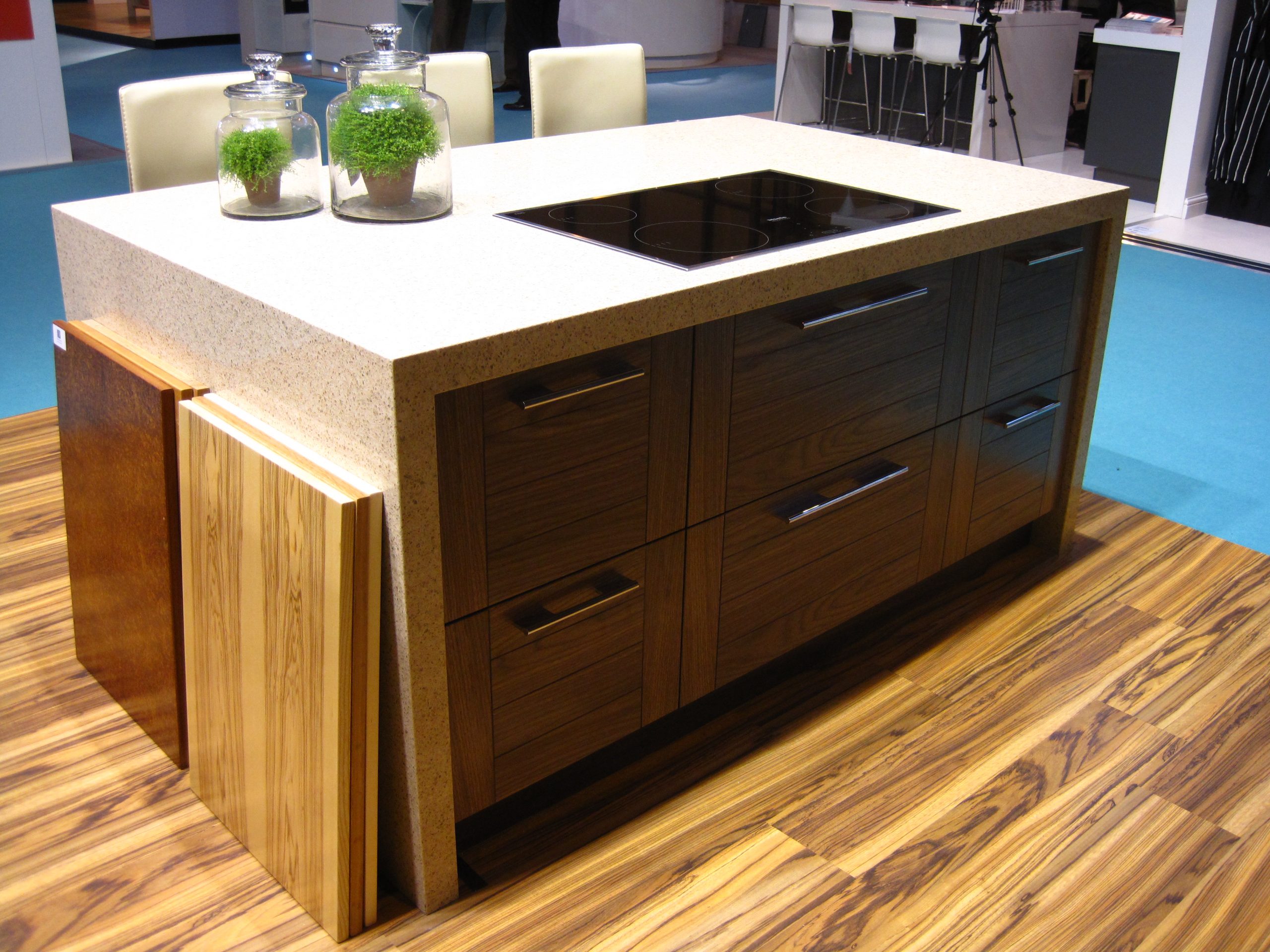 Ex Display Walnut and Painted Kitchen, Island, Silestone Worktop and ...