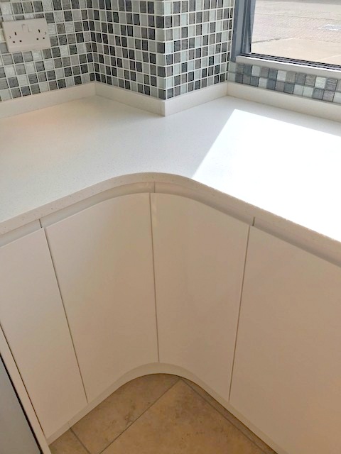 Ex Display Lucente White Gloss Kitchen with White Apollo Worktops - The ...