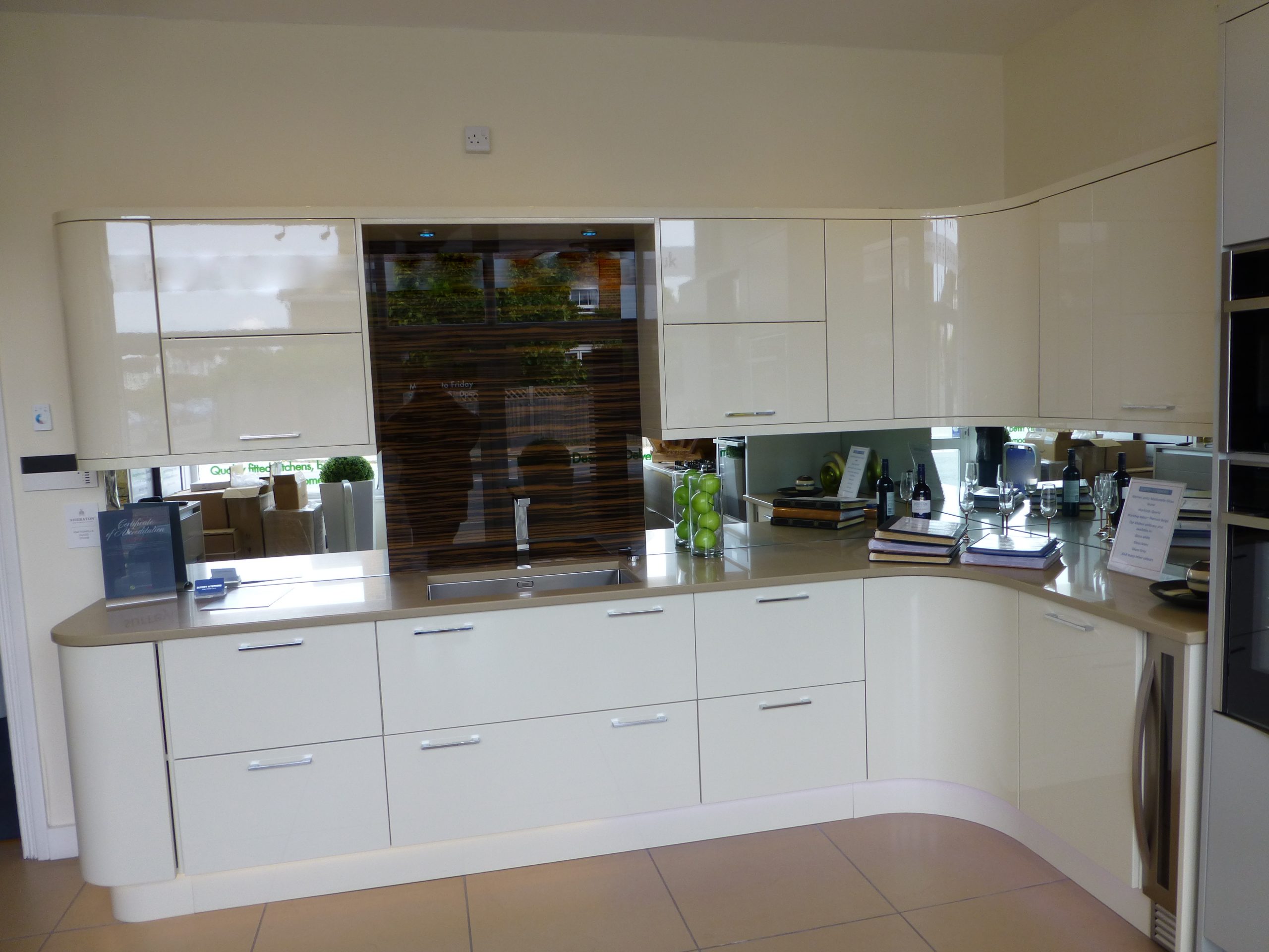 Ex Display Sheraton Matonella Gloss Stone Kitchen with Worktops and ...