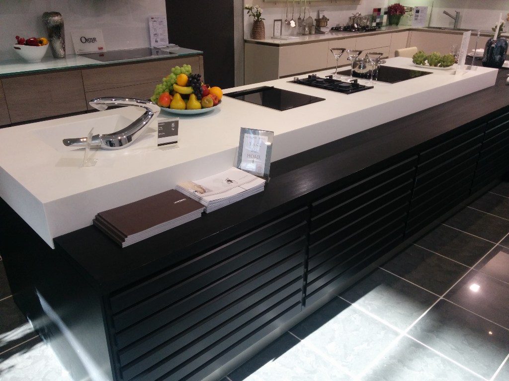 Ex Display Unoform Classic Tall Units and Corian Island Top with ...