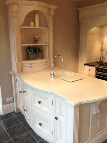 Ex Display Handmade Limed Ash Kitchen with Corian Worktops and Range Cooker