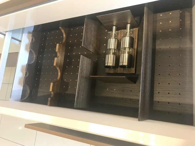 Ex Display Alno Nature Line Walnut and Alno Satina Glass Door Kitchen